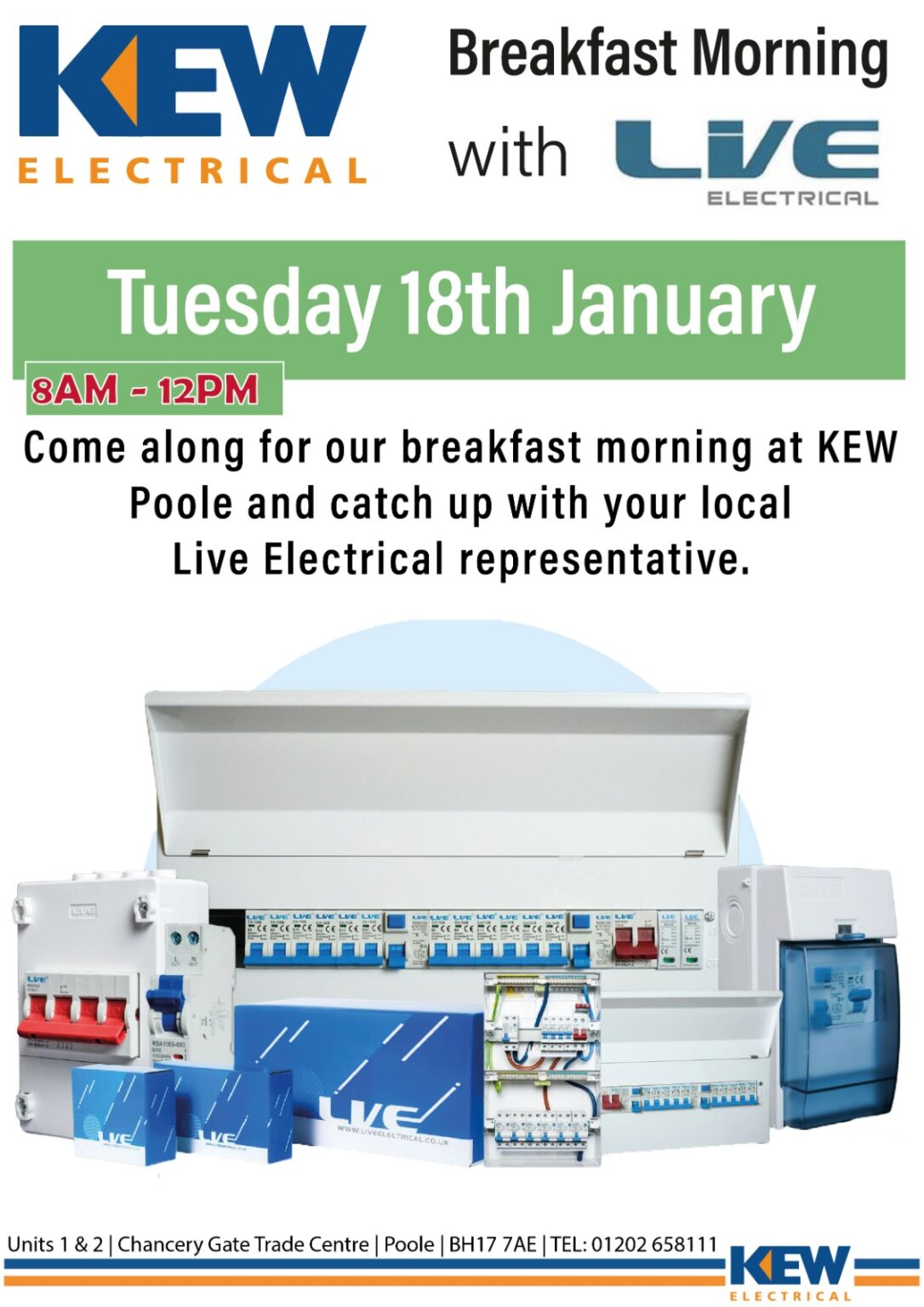 Live Electrical Breakfast Morning at KEW in Poole